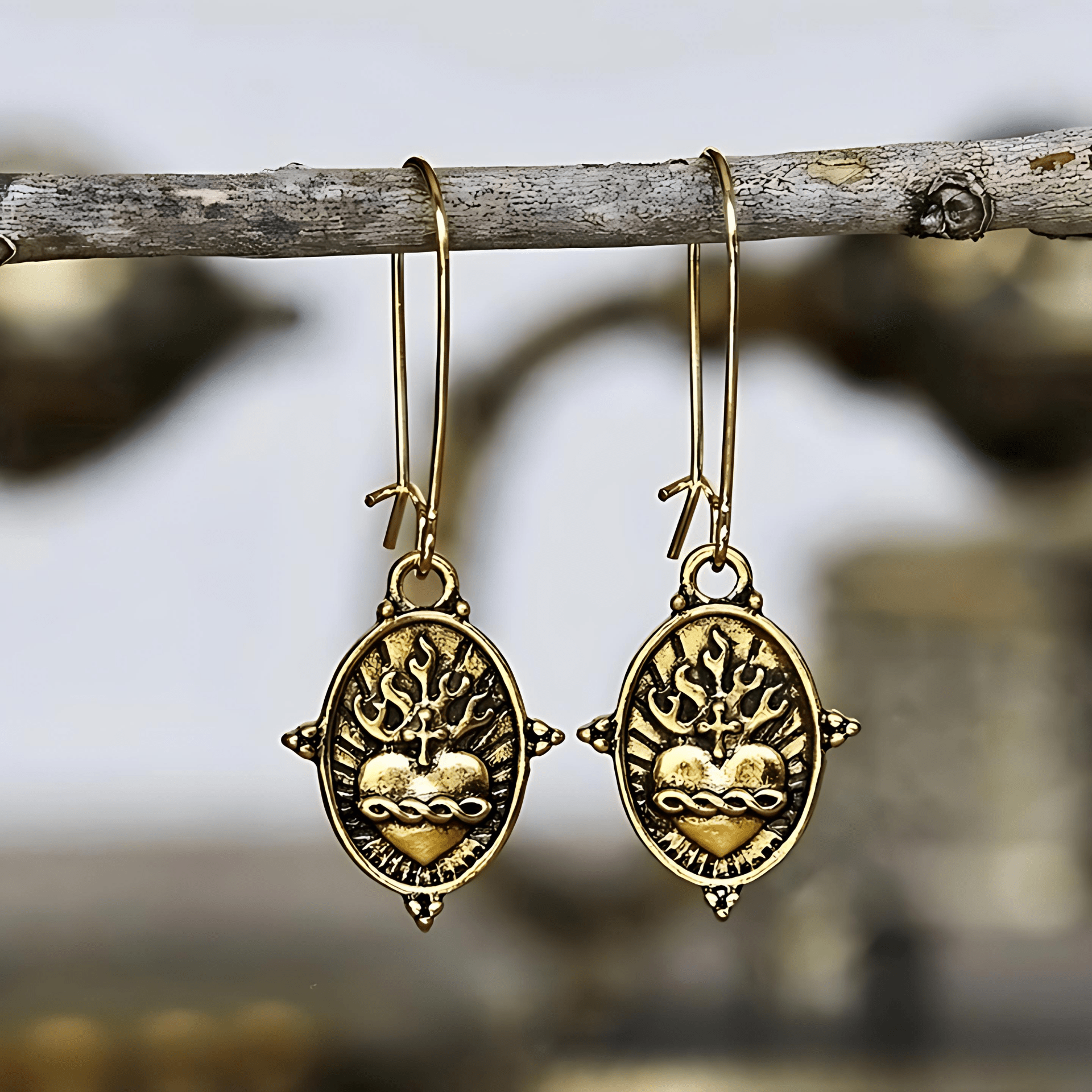 Vintage Style Sacred Heart Dangle Earrings: Faith & Devotion Jewelry ...