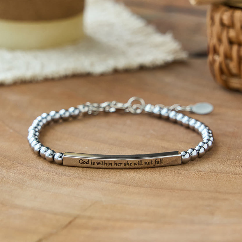 Strength & Courage Engraved Beaded Bracelet: A Symbol of Divine Streng ...